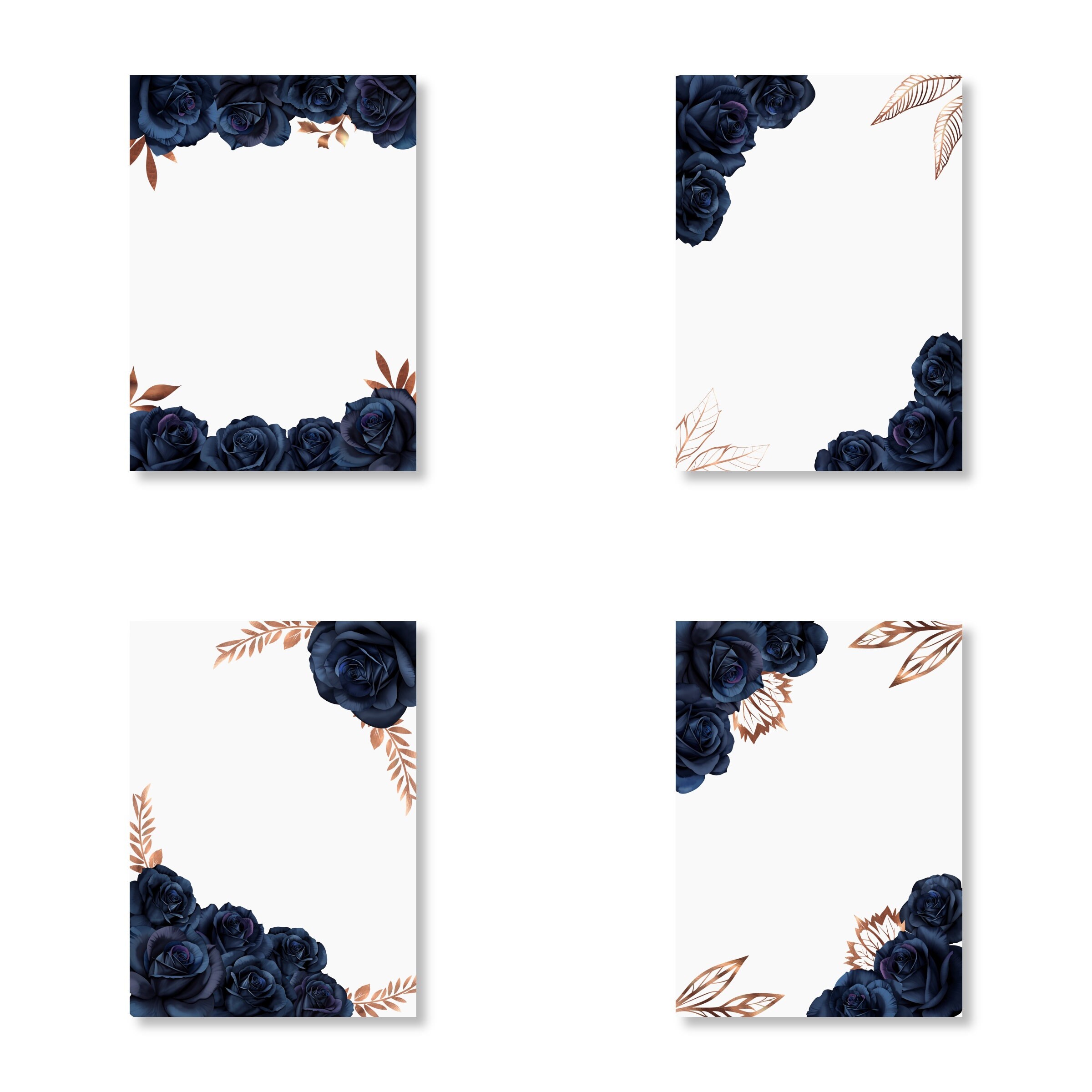 DIY - 5x7" Navy Rose & Copper Leaves Overlays Set | 32 Pngs ...