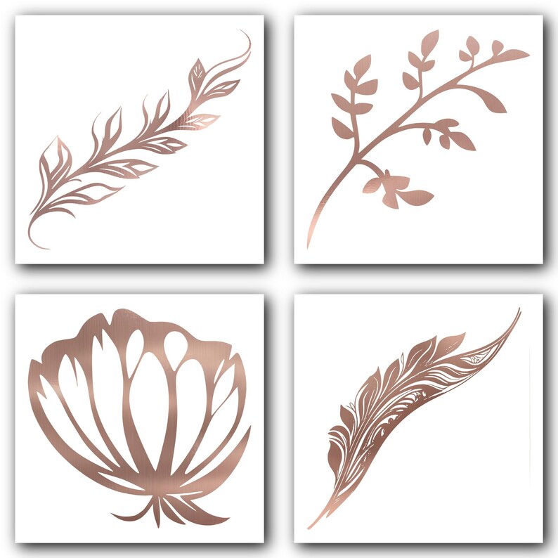 DIY 5x7" Light Pink Rose & Pink Gold Leaf Overlays Set | 32 Pngs ...