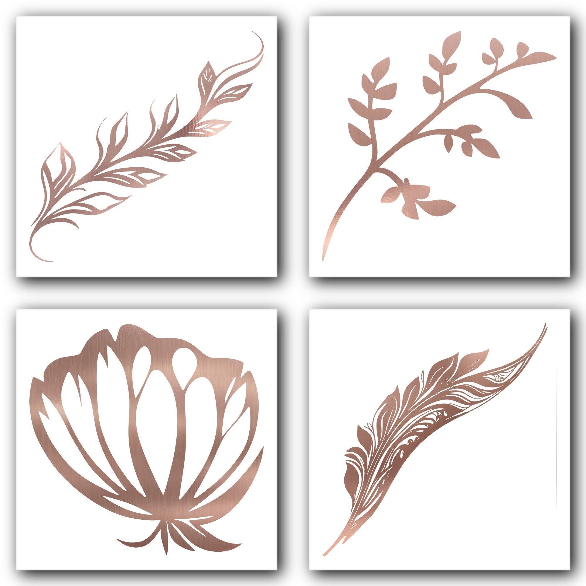 DIY 5x7" Light Pink Rose & Pink Gold Leaf Overlays Set | 32 Pngs ...