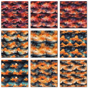 16x16" - Halloween Sky Textures in Watercolor | Seamless | Printable ...