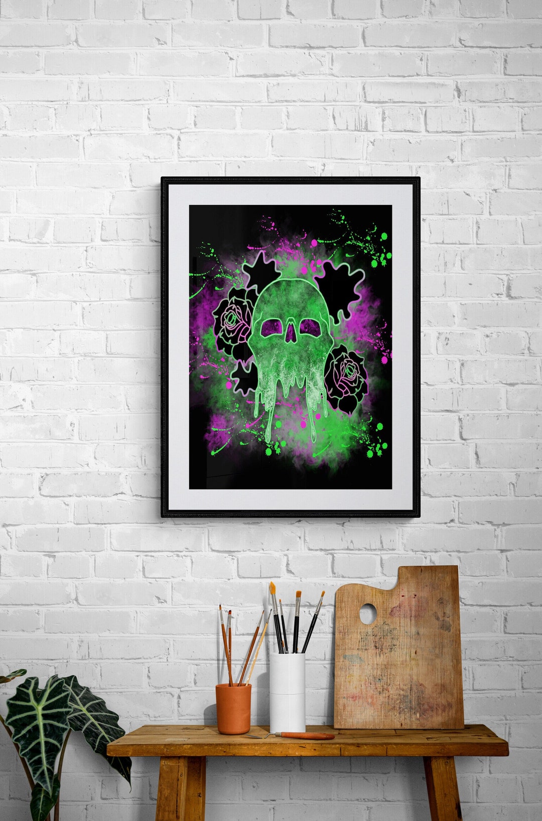 Printable Neon Melting Skull - Etsy