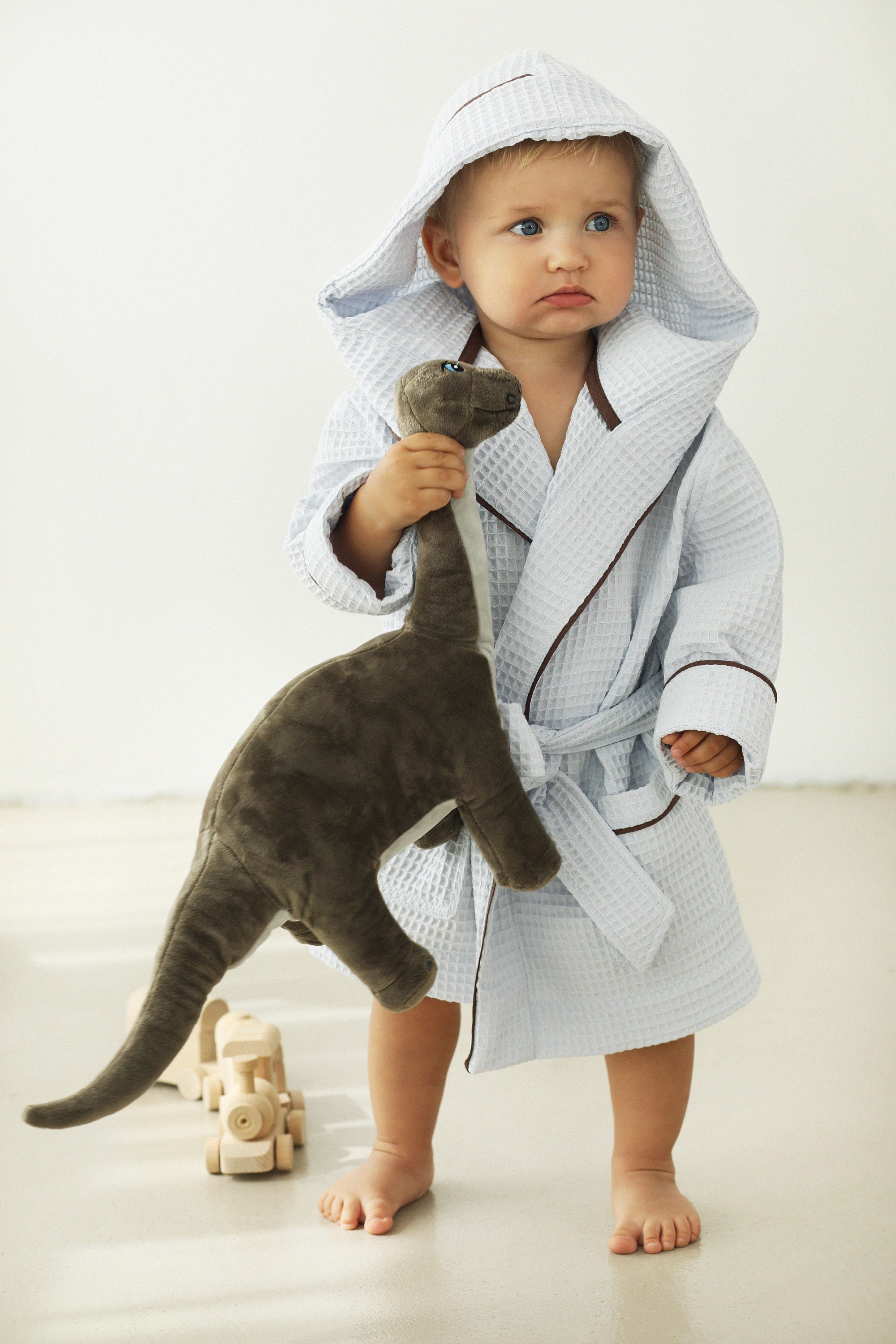 Waffle Bathrobe for Kids Peignoir Enfant Bathrobe With Contrast Details ...