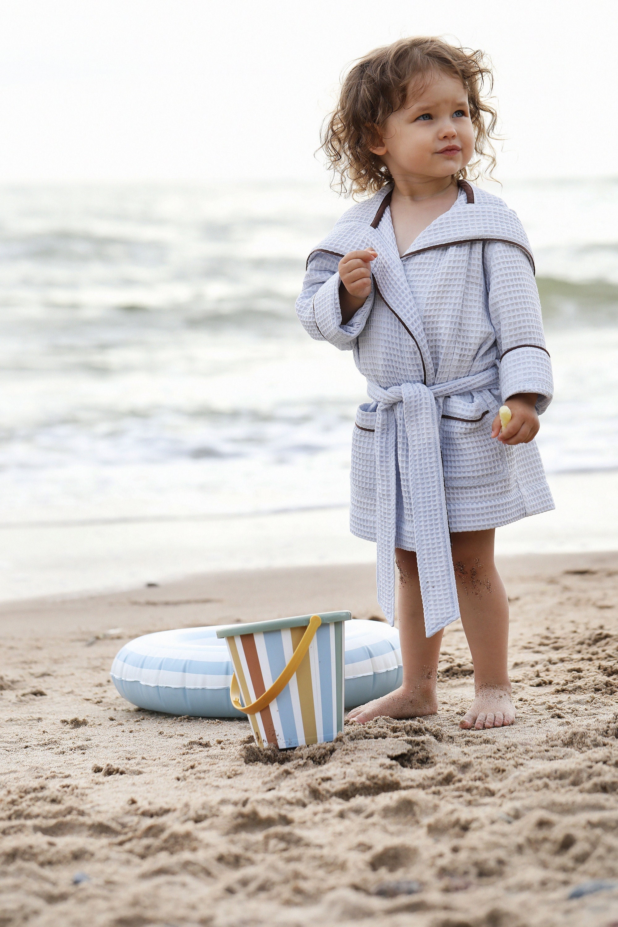 Waffle Bathrobe for Kids Peignoir Enfant Bathrobe With Contrast Details ...