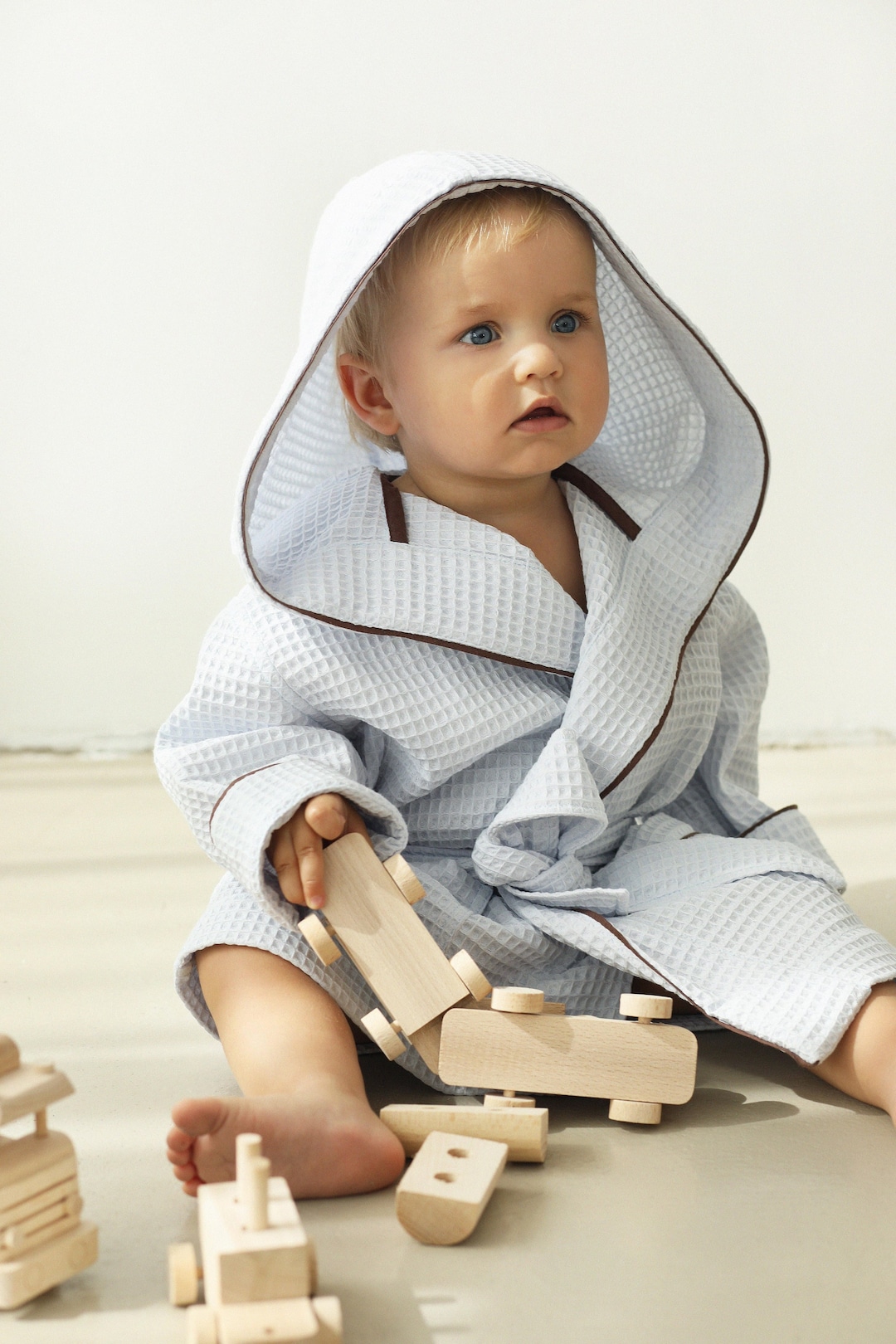 Waffle Bathrobe for Kids Peignoir Enfant Bathrobe With Contrast Details ...
