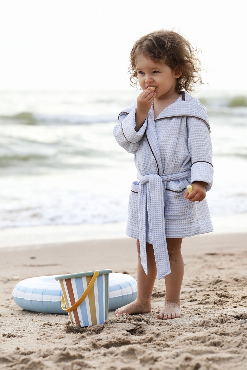 Waffle Bathrobe for Kids Peignoir Enfant Bathrobe With Contrast Details ...