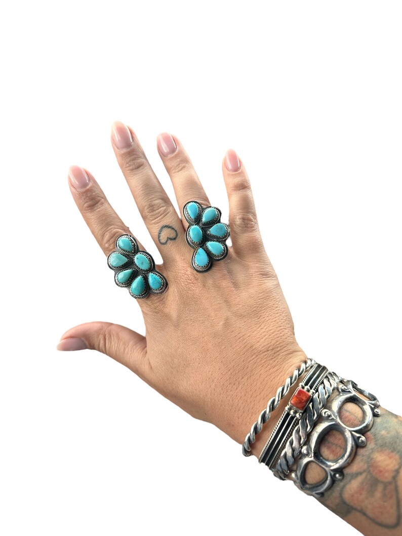 Half Cluster Turquoise Rings - Etsy