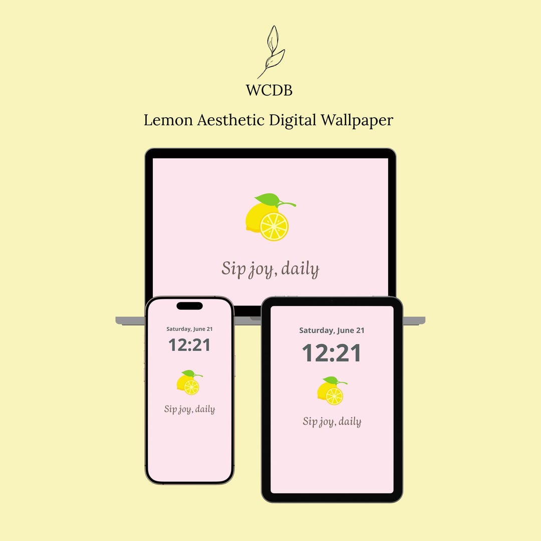 Sip Joy Daily Wallpaper Set – Lemon Aesthetic Digital Download for ...