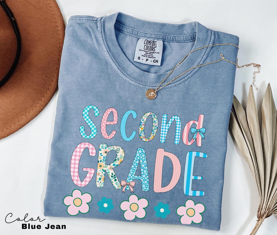 Comfort Colors Second Grade Teacher Shirt, Coquette Bow 2nd Grade ...