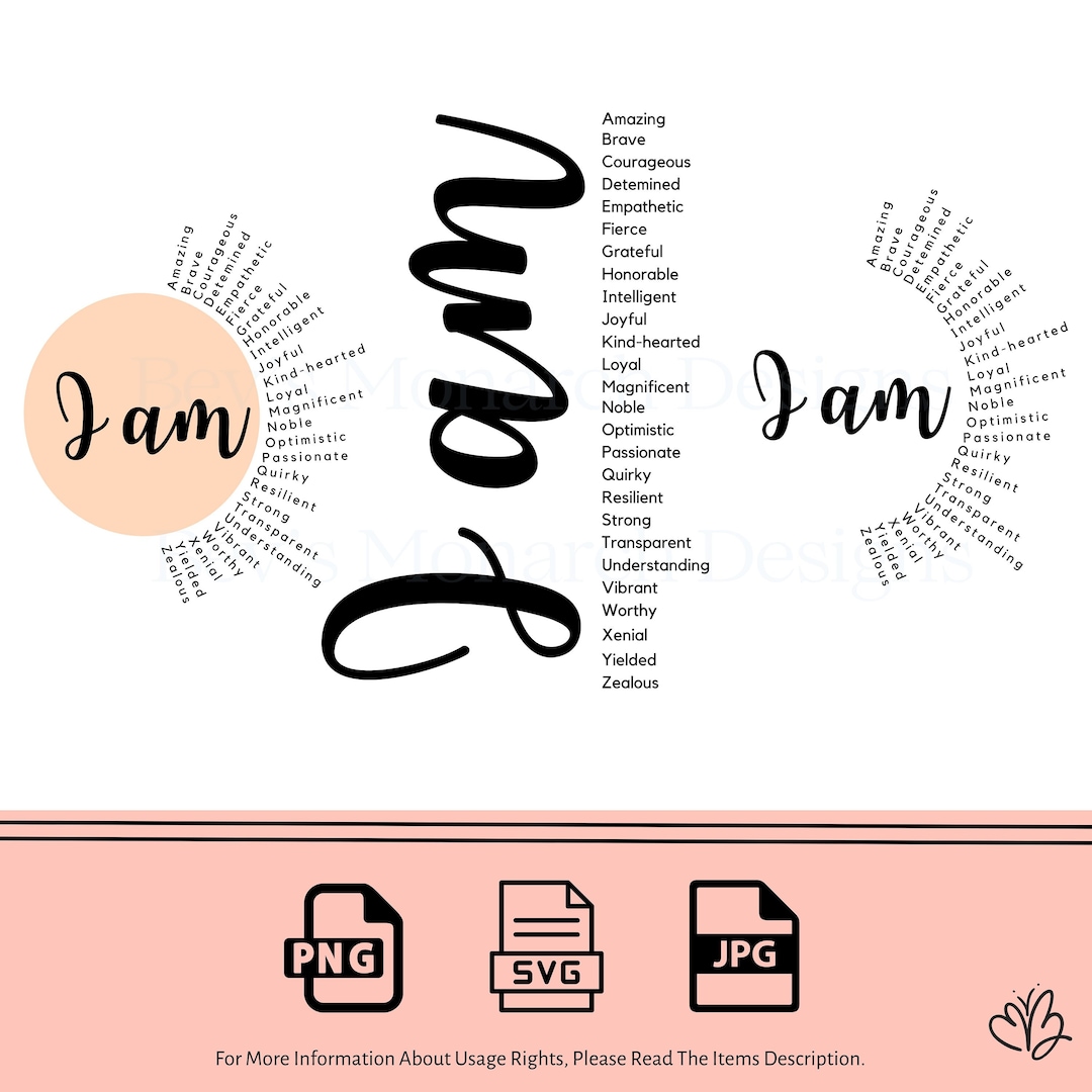 I Am Svg, Inspirational, Motivational, PNG, JPG, Digital Product ...