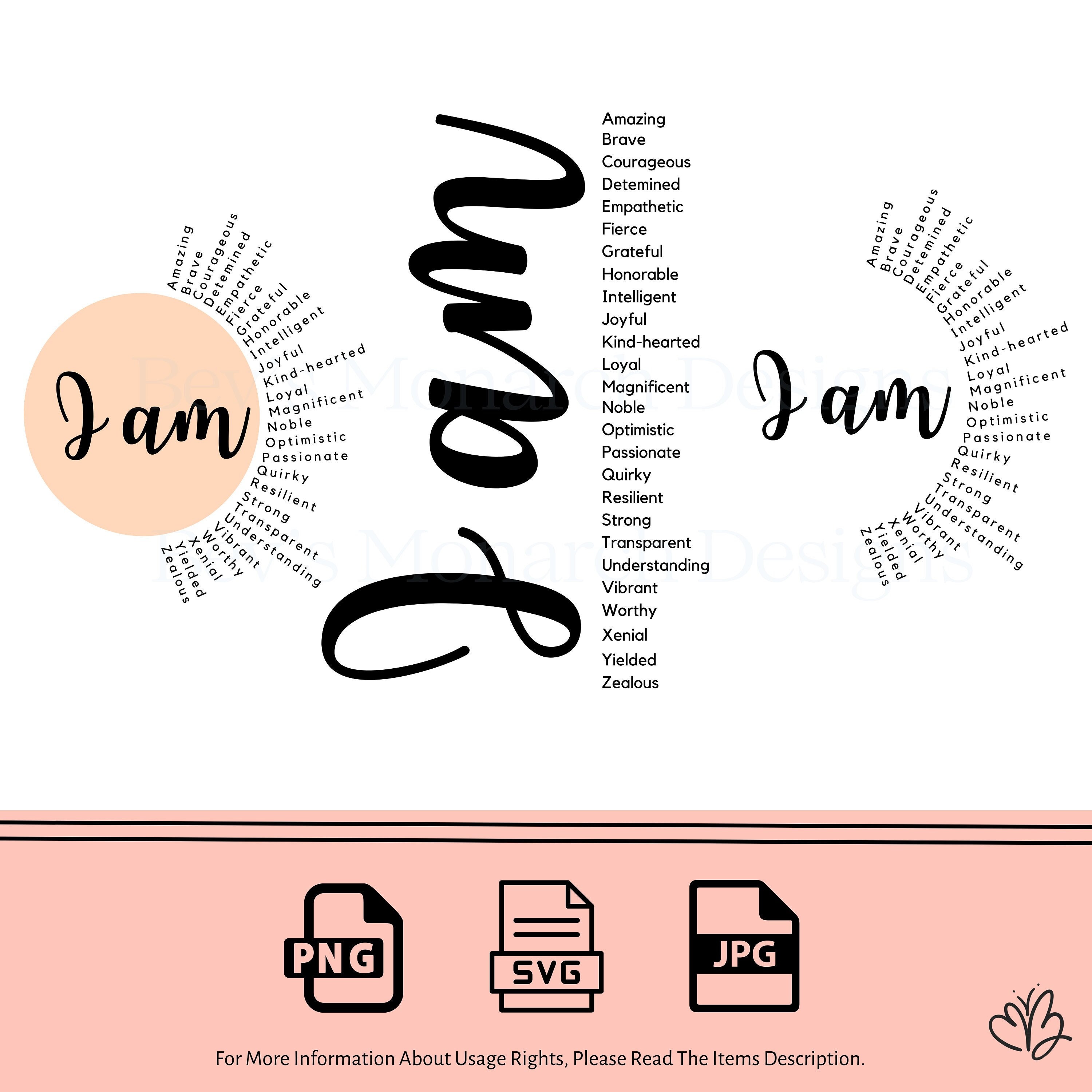 I Am Svg, Inspirational, Motivational, PNG, JPG, Digital Product ...