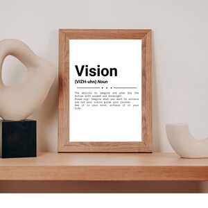 Vision Definition, Printable Poster, Motivational Quote, Office Decor ...