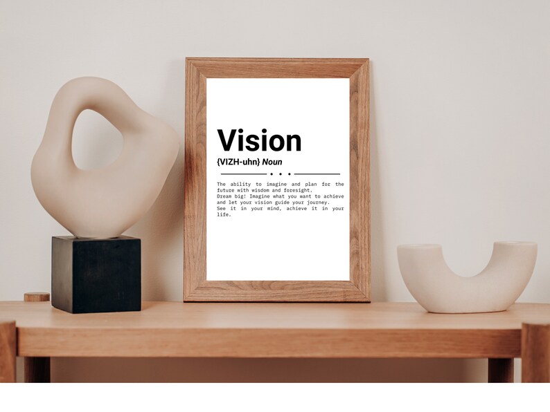 Vision Definition, Printable Poster, Motivational Quote, Office Decor ...