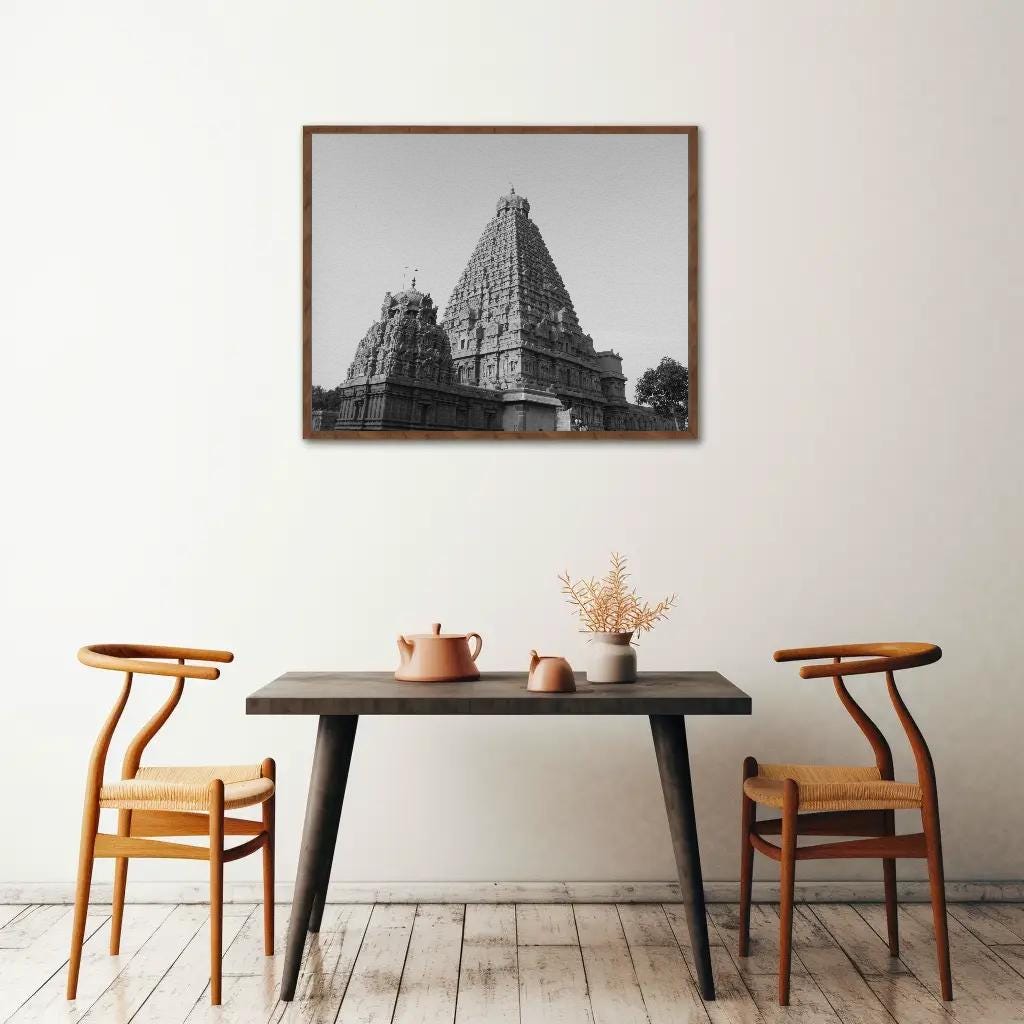 Printable Hindu Temple Poster, Digital Photo, UNESCO Heritage Site, Tamil ,tanjore Temple Art ...