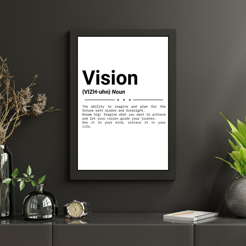 Vision Definition, Printable Poster, Motivational Quote, Office Decor ...