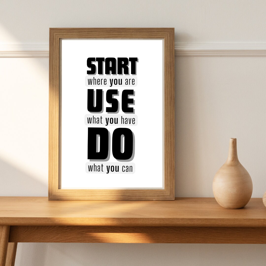 Motivational Poster, Inspirational Quote, Printable Poster, Start Where ...