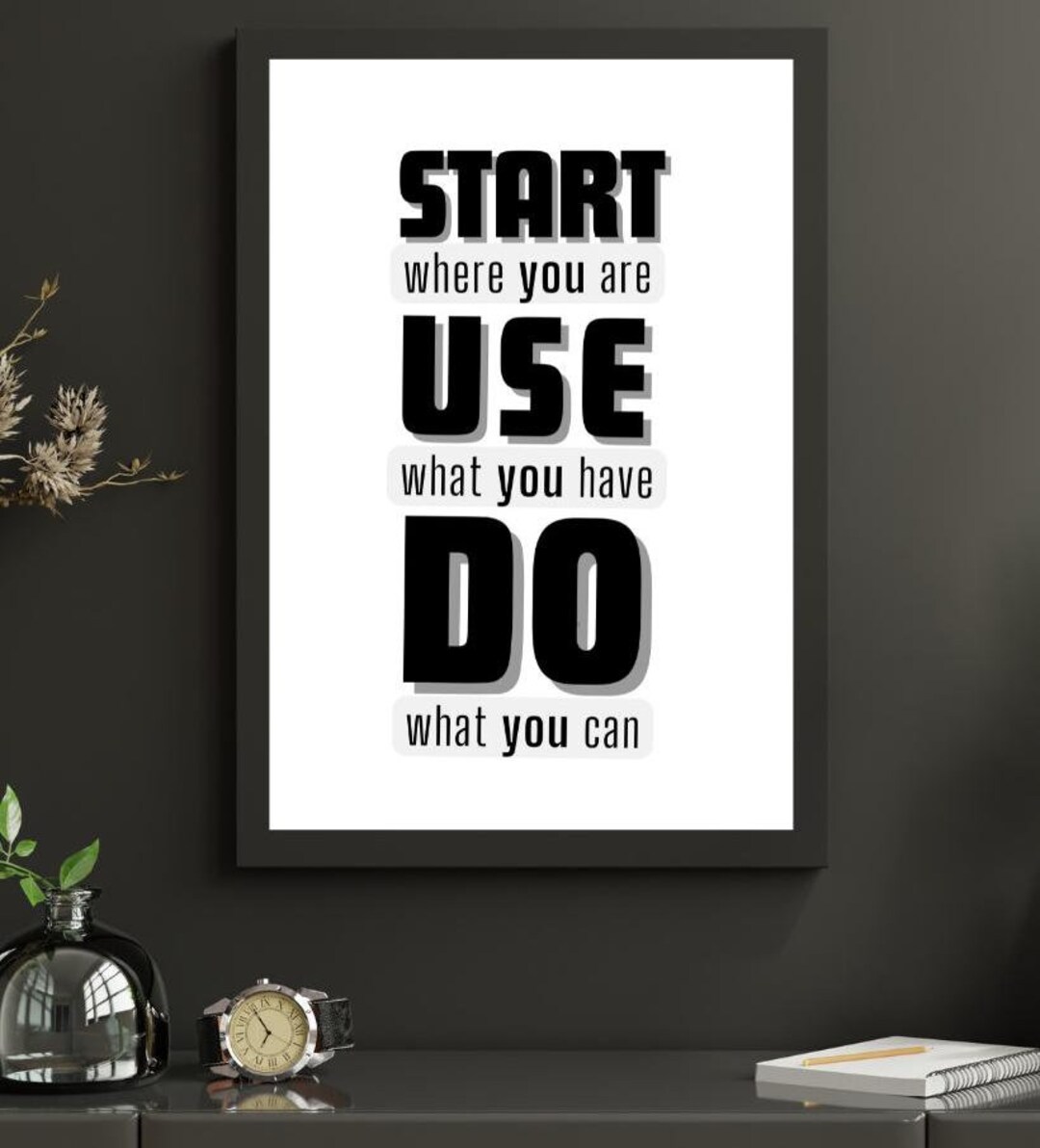 Motivational Poster, Inspirational Quote, Printable Poster, Start Where ...