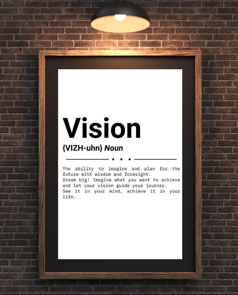 Vision Definition, Printable Poster, Motivational Quote, Office Decor ...