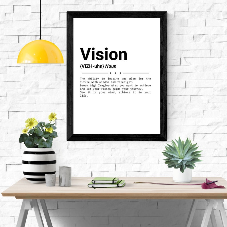 Vision Definition, Printable Poster, Motivational Quote, Office Decor ...