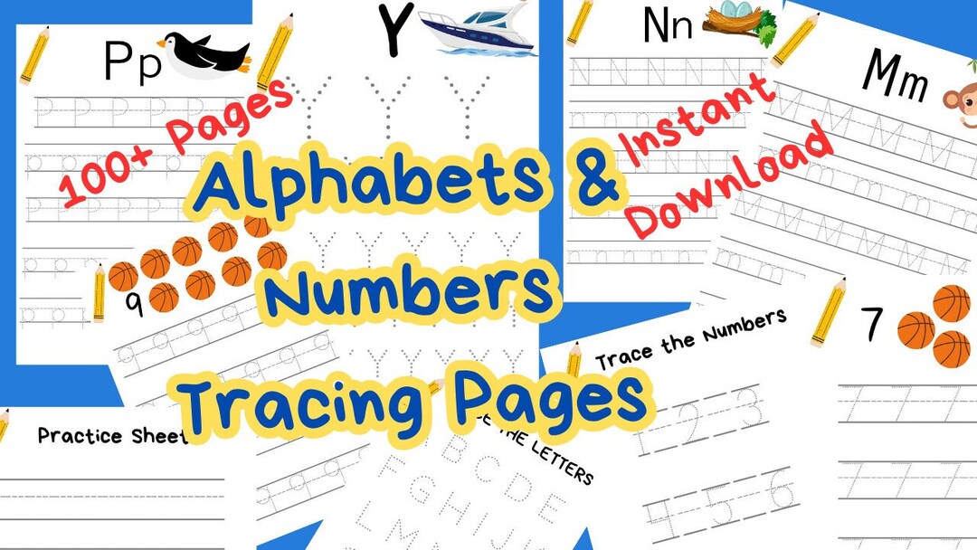 Alphabets and Numbers Tracing Worksheets,kids Workbook,handwriting ...