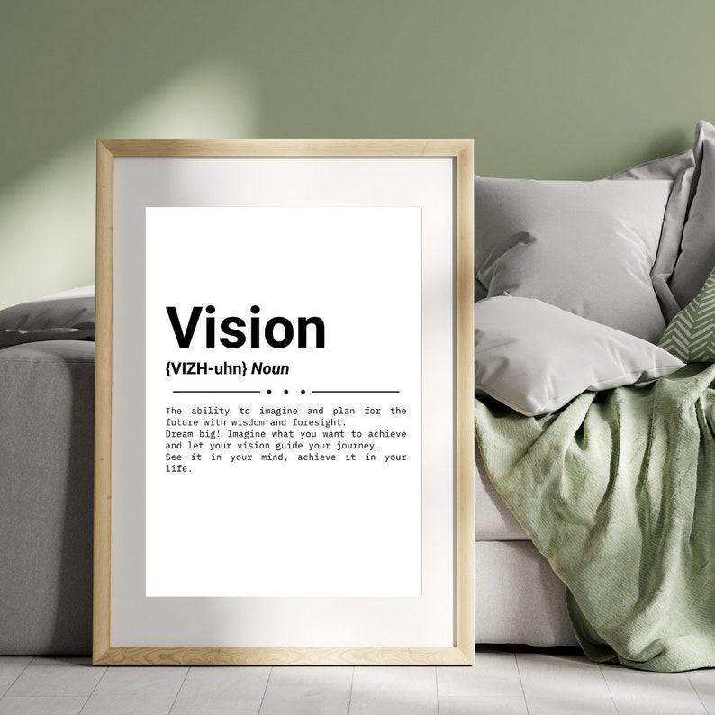 Vision Definition, Printable Poster, Motivational Quote, Office Decor ...