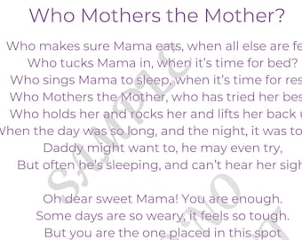 Motherhood Poem About Mama Art Print Floral Wall Hanging Printable Gift ...