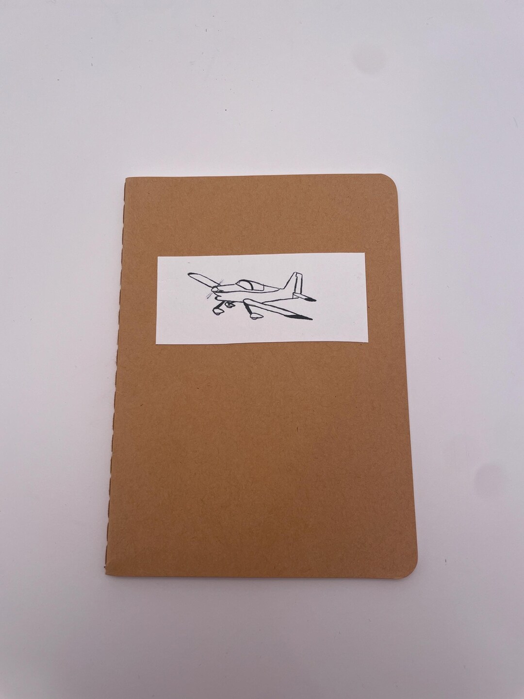 Airplane Notebook Brown Kraft 4”x5.5” Hand Drawn Design #1 Aviation Boy ...