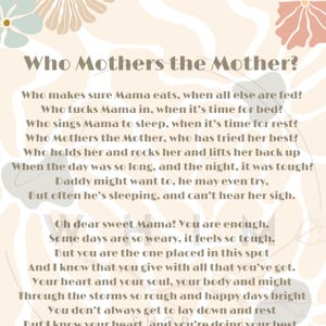 Poem for Mom Gift Retro Floral Wall Art Mother's Day Gift Printable ...