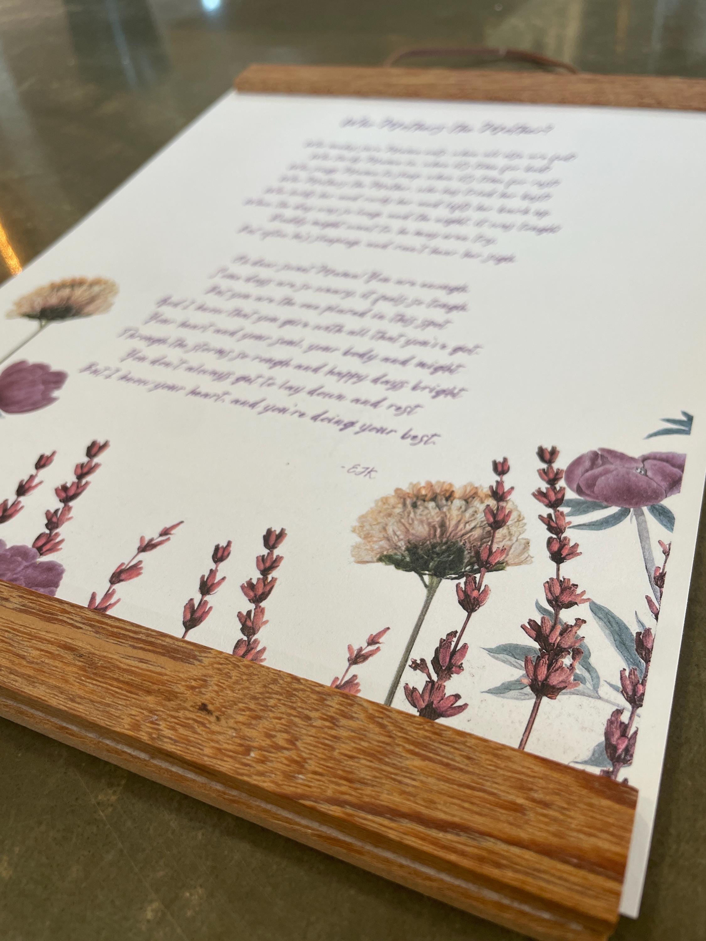 Motherhood Poem About Mama Art Print Floral Wall Hanging Printable Gift ...