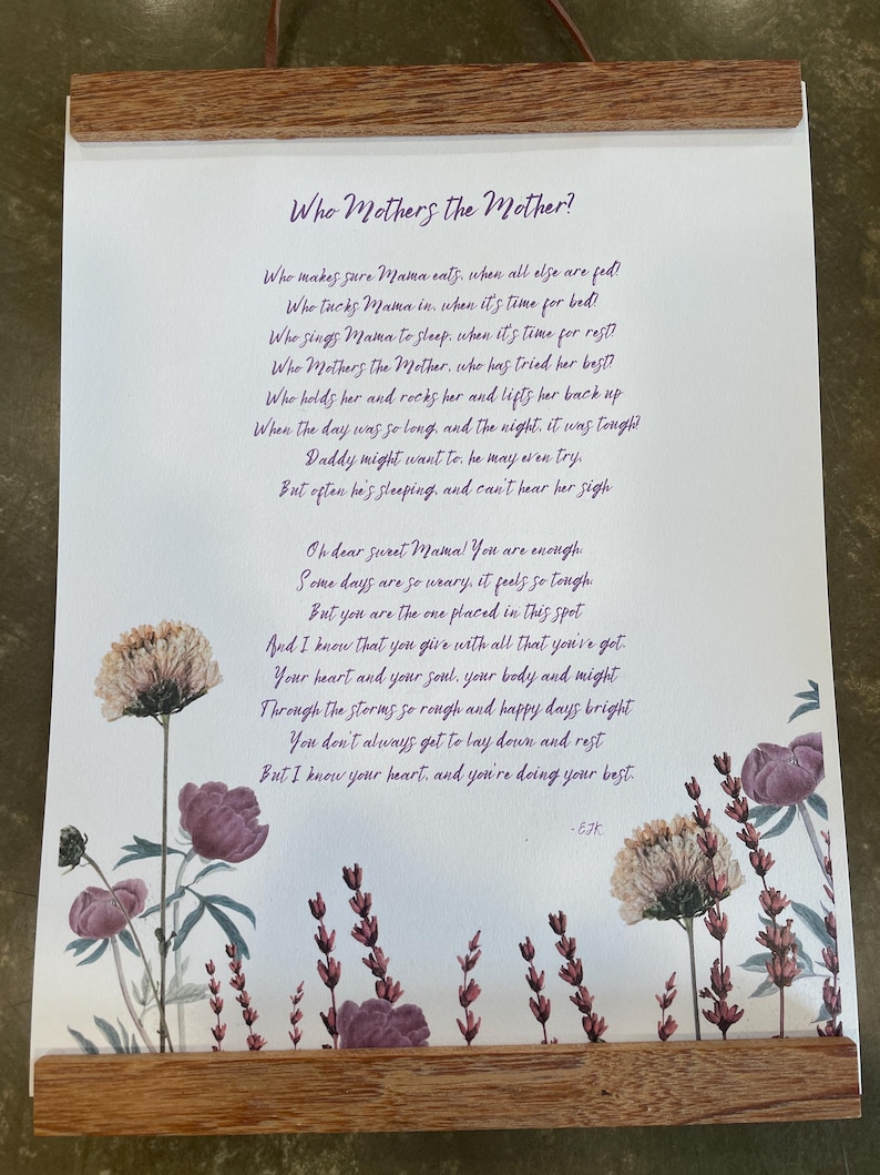 Motherhood Poem About Mama Art Print Floral Wall Hanging Printable Gift ...