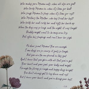 Motherhood Poem About Mama Art Print Floral Wall Hanging Printable Gift ...