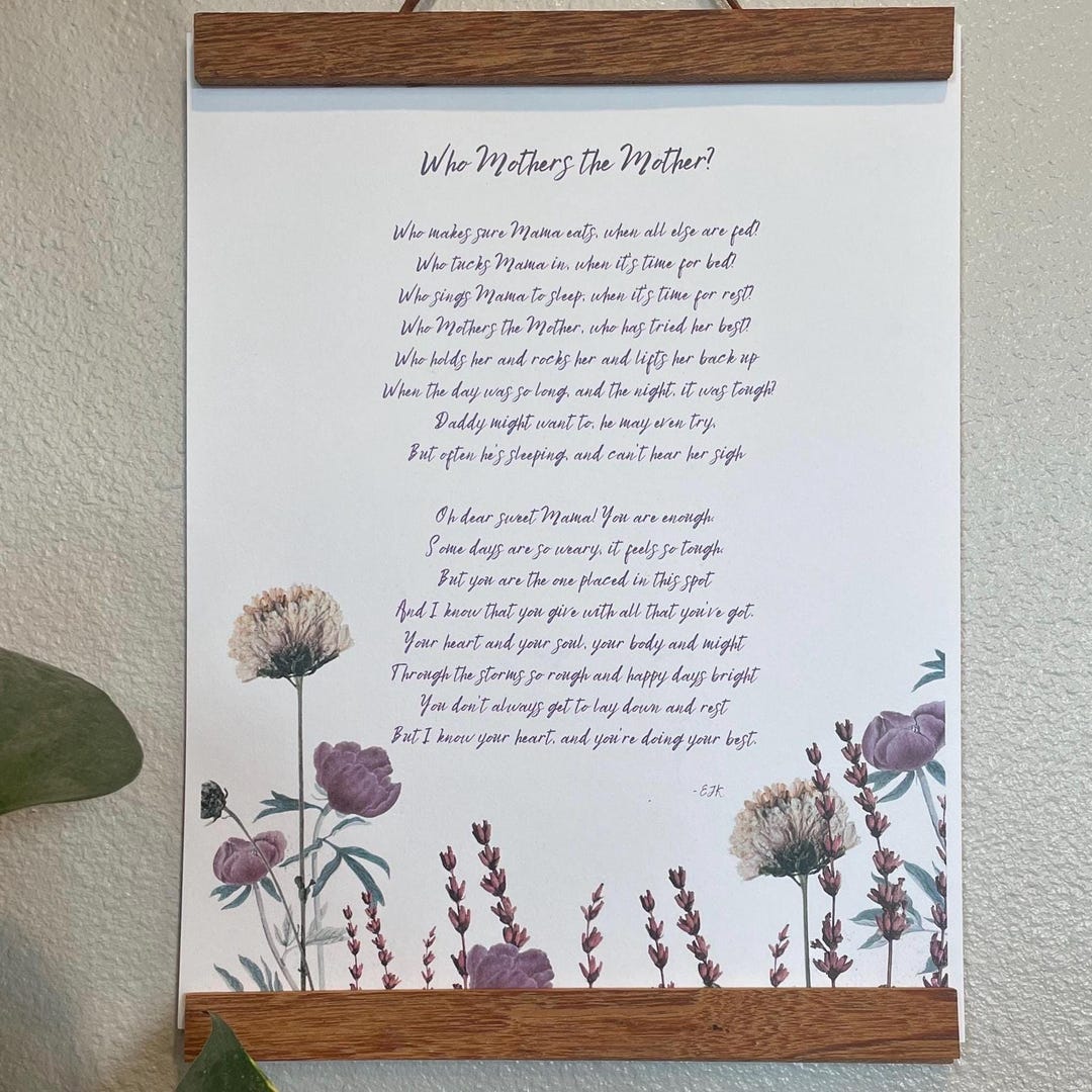 Motherhood Poem About Mama Art Print Floral Wall Hanging Printable Gift ...