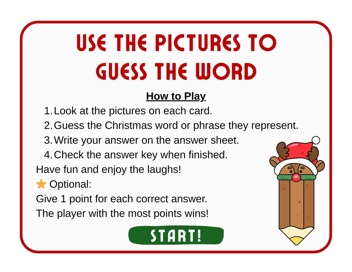 Christmas Emoji Game | Guess the Word, Family Holiday (printable) - Etsy