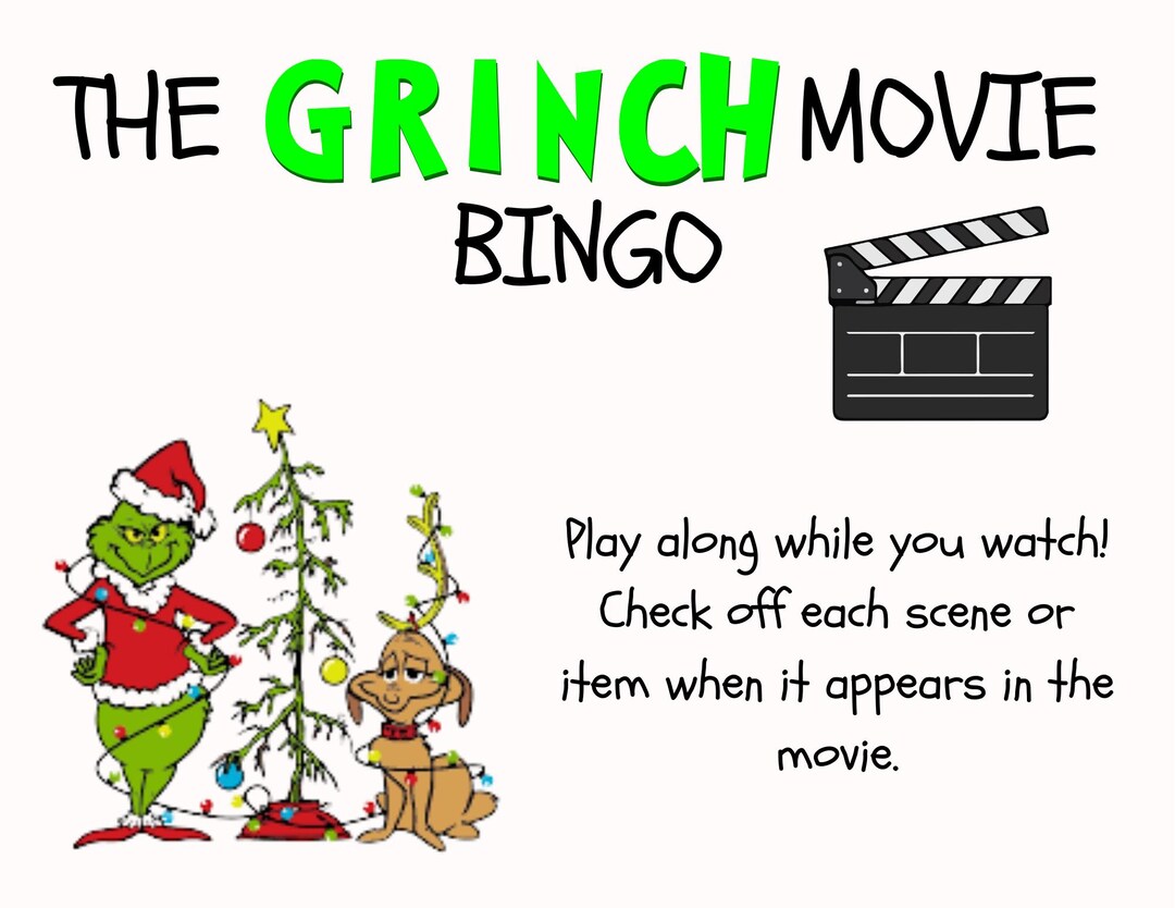 Funny Grinch Inspired Bingo – Holiday Movie Bingo Game | Classroom ...