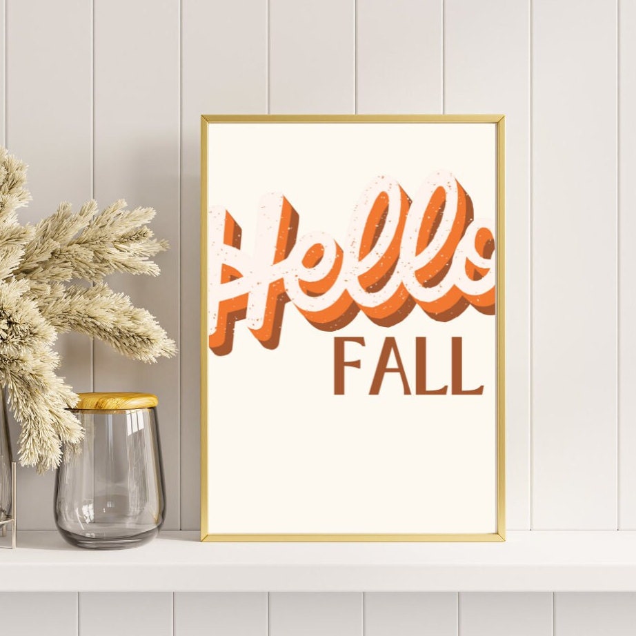 Hello Fall Script Cursive Framable Printable, Cute Fall Quotes, Fall ...