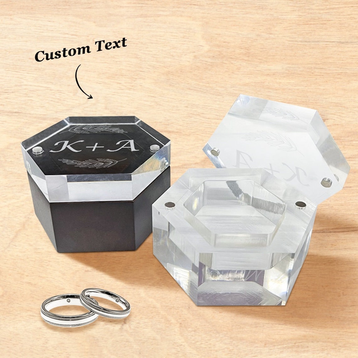 Custom Acrylic Ring Box Personalized Wedding Wood Jewelry Box - Etsy