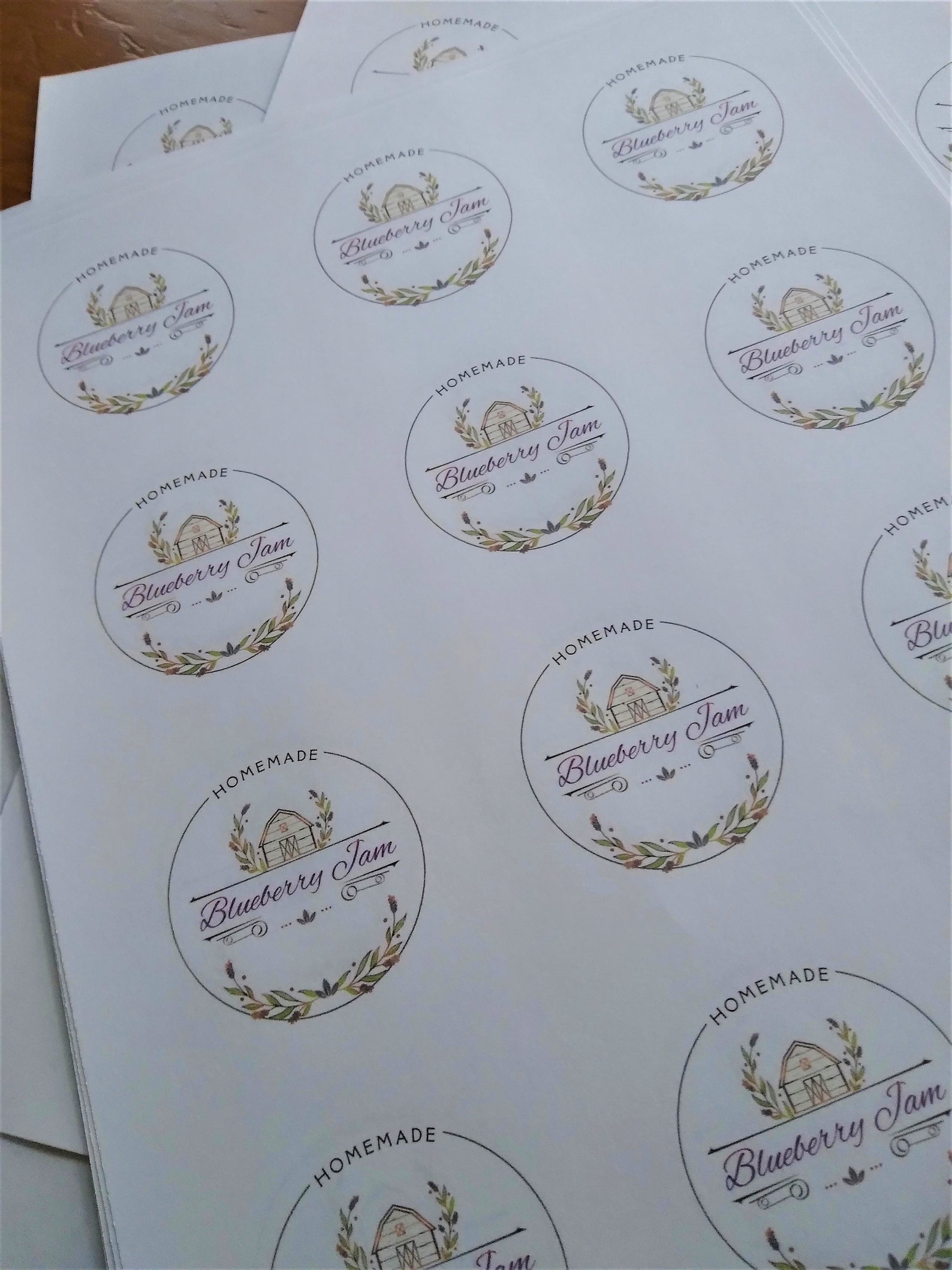 2 Vintage Farmhouse Canning Jar Labels, Round Mason Jar Stickers for ...