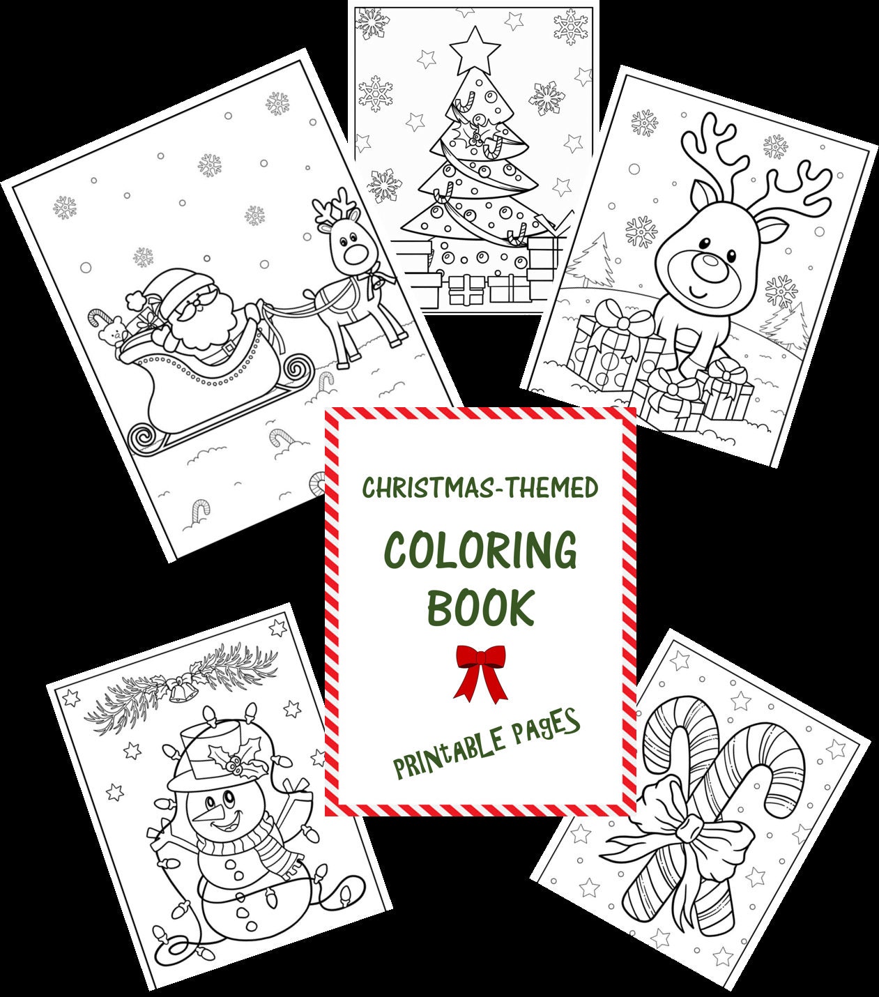 Christmas/holiday Themed Printable Coloring Book Pages for Kids, 20 ...