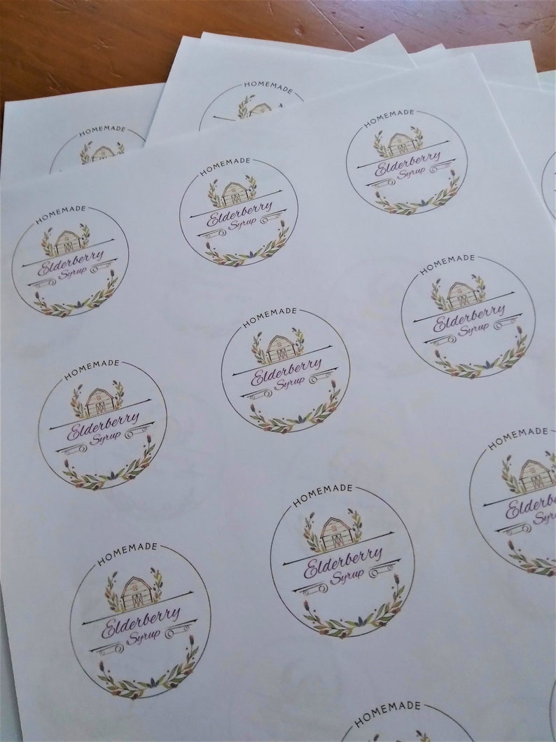 2 Vintage Farmhouse Canning Jar Labels, Round Mason Jar Stickers for ...