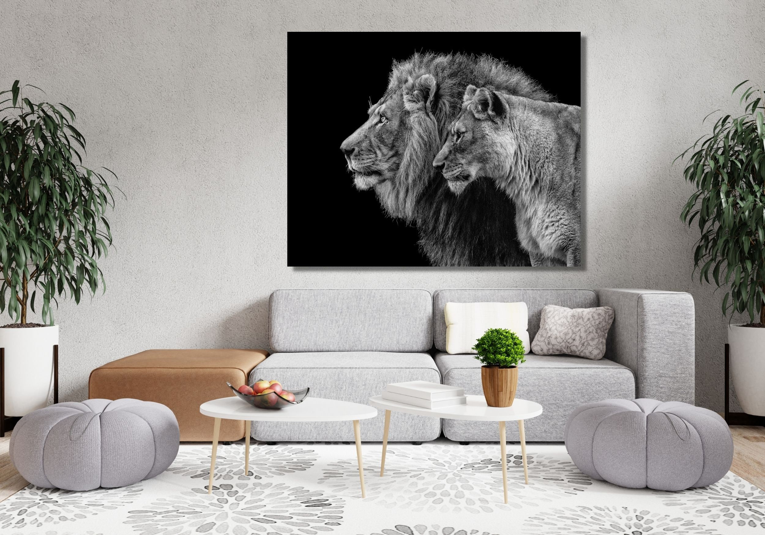 King Lion POSTER Wall Art Lion Wall Art Poster Wrapped Wooden Framed ...