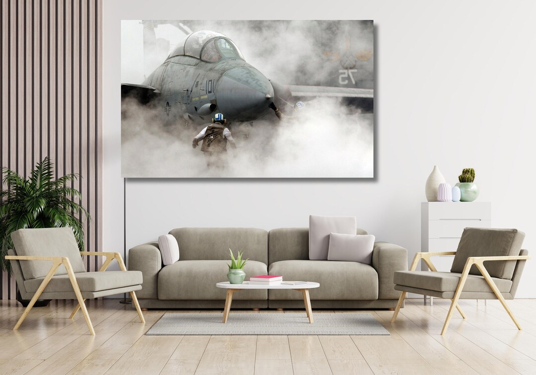 F 14 Tomcat Fighter Jet Canvas POSTER, F-14 Military Plane Pattern ...