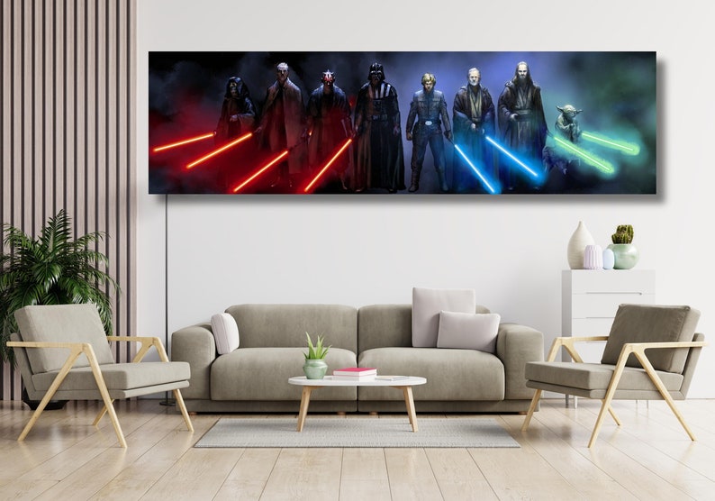 Starwars Characters Ready to Hang POSTER, Blockbuster Fine Art Panorama ...