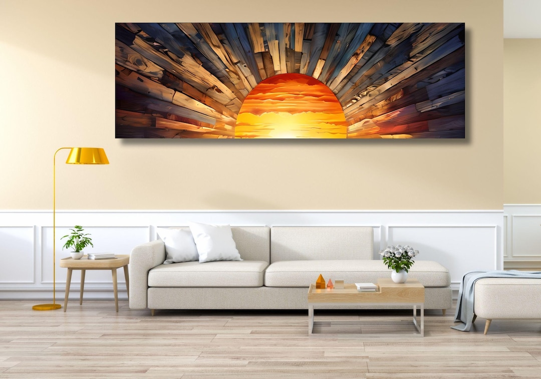 Panoramic Sunrise and Sunset Ready to Hang Wall Art,long Sunshine ...
