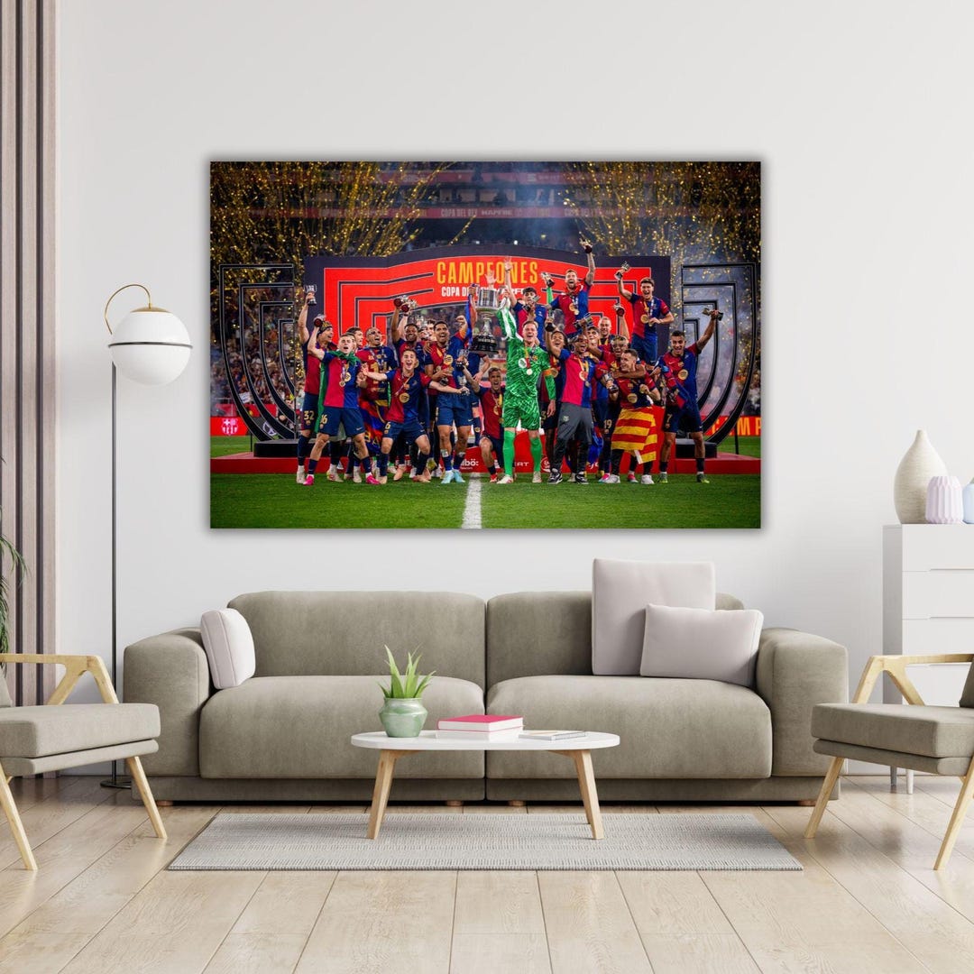 2025 KING'S CUP Champion FC Barcelona Canvas Wall Art, Barcelona Poster ...