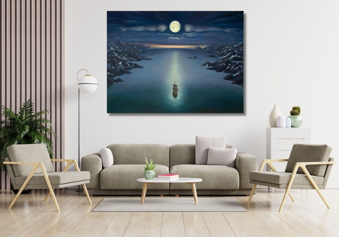 Moonlight, Ship and Sea by Vladimir Kush Canvas WALL ART, Vladimir Kush ...