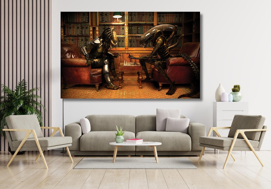 Alien Vs Predator Playing Chess Photo POSTER, Movie Canvas, Wall ...