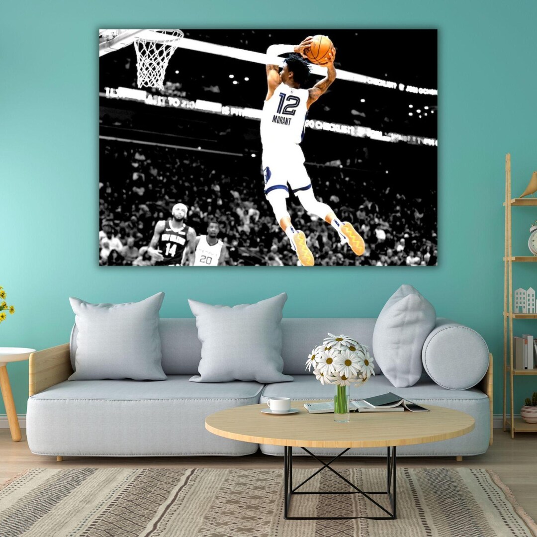 Ja Morant Dunk Ready to Hang Canvas Wall Art, Ja Morant Dunk Poster ...