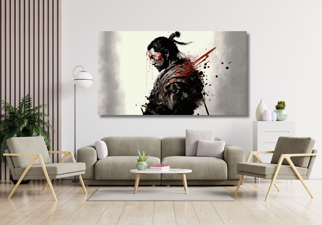 Samurai Poster, Wall Decor, Samurai Art Painting, Samurai Man Canvas ...