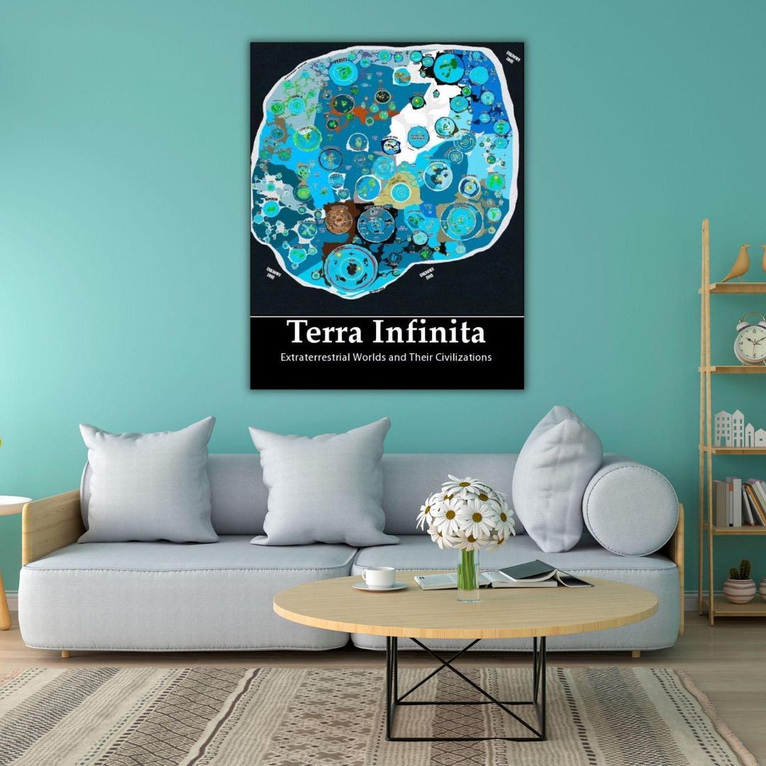 Terra Infinita Flat Earth Map High Resolution Canvas Wall Art Extra ...