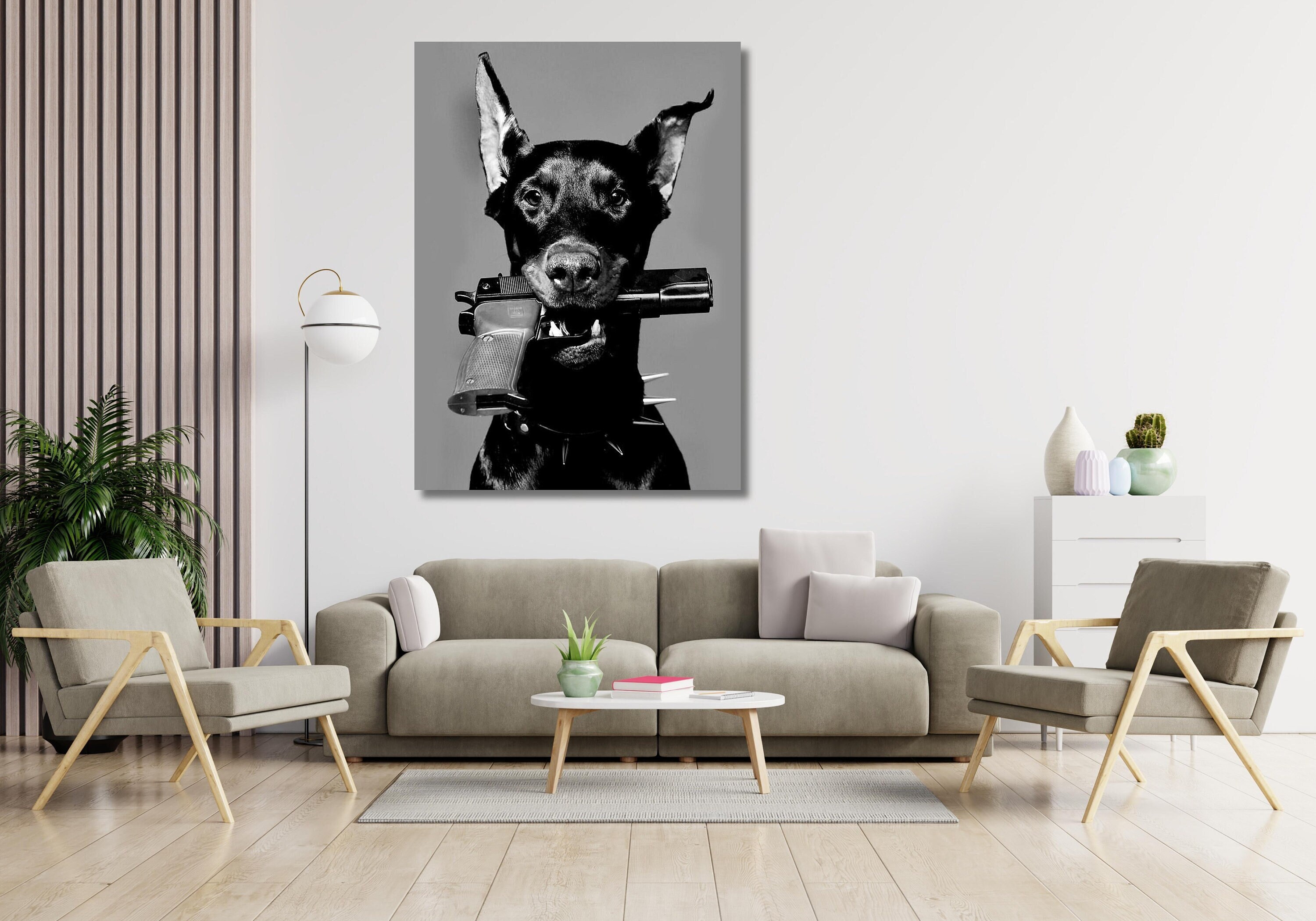 Doberman Gun Luxury Poster,designer Fashion Dog Lover Wall Art, Decor ...