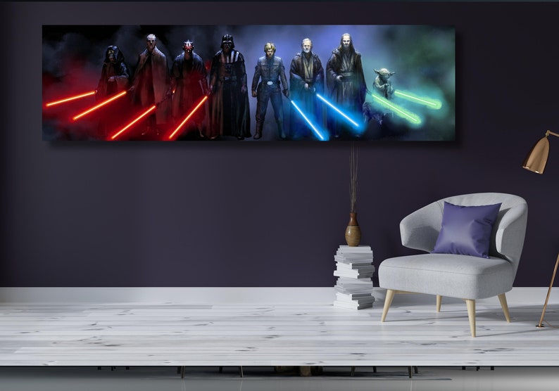 Starwars Characters Ready to Hang POSTER, Blockbuster Fine Art Panorama ...
